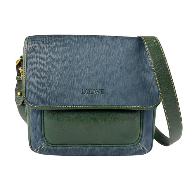 LOEWE ロエベ ショルダーバッグ ネイビーブルー/ダークグリーン 14067 レディース【中古】 z4503