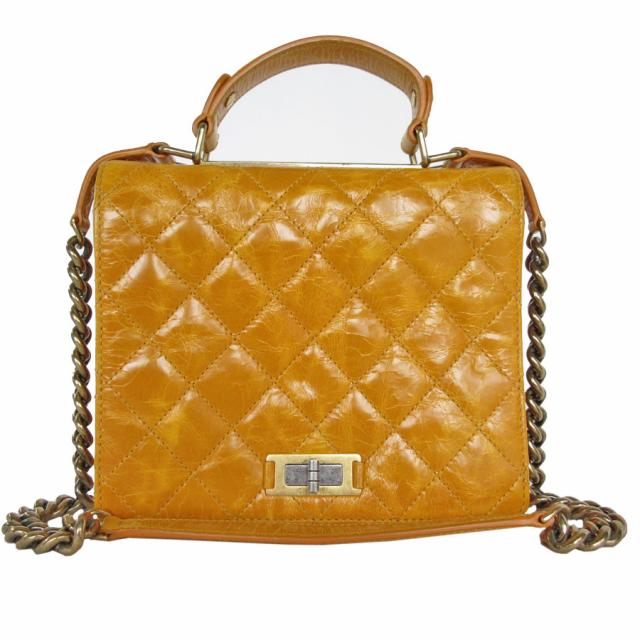 CHANEL シャネル 2.55 ハンドバッグ ショルダーバッグ イエロー/ゴールド 14063 レディース【中古】 s0613a