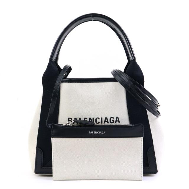 BALENCIAGA バレンシアガ ネイビー カバスXS 390346 ハンドバッグ ブラック×アイボリー 14054 レディース【中古】 h31092i