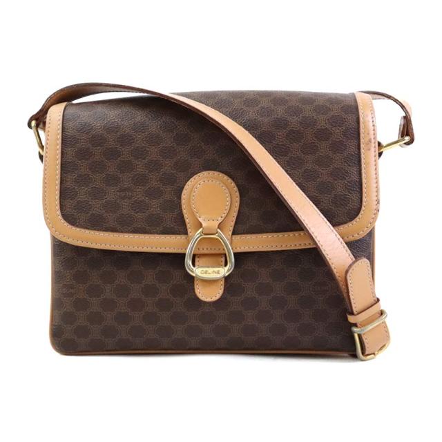 CELINE セリーヌ マカダム ショルダーバッグ ブラウン 14057 レディース【中古】 r10502a