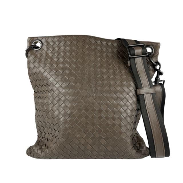 BOTTEGAVENETA ボッテガヴェネタ イントレチャート 斜め掛けショルダーバッグ ブラウン/グレー 14057 メンズ【中古】 z4905