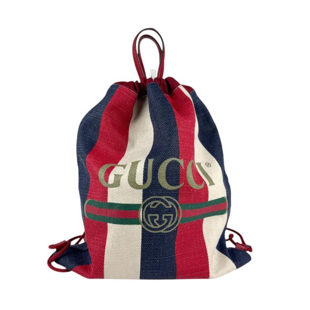 GUCCI グッチ 473872 リュック レッド×ホワイト×ブルー 14060 レディース【中古】 z4977