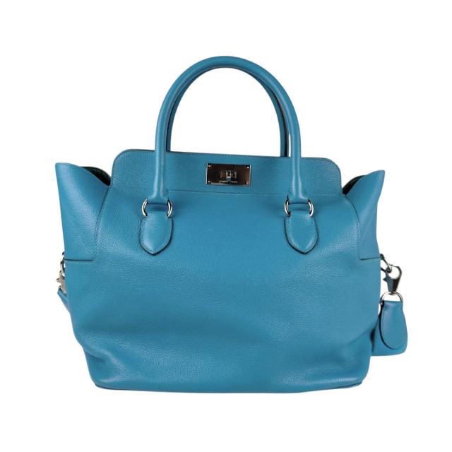 HERMES エルメス ツールボックス 26 ハンドバッグ ショルダーバッグ ブルー/グリーン 14067 レディース【中古】 z5034