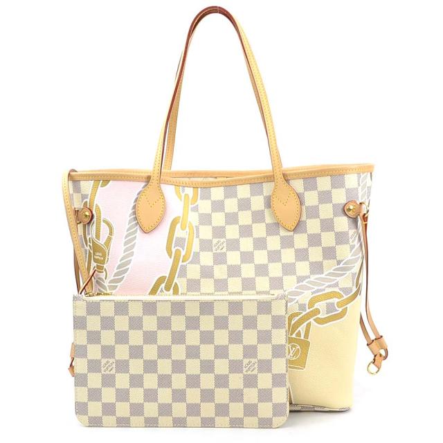 LOUIS VUITTON ルイ ヴィトン ネヴァーフルMM ノーティカル ダミエ アズール N40471 ハンドバッグ アイボリー系 14056 レディース【中古】 90108a