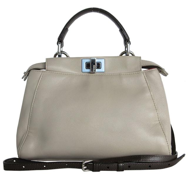 FENDI フェンディ ピーカブー スモール 8BN244-SOK ハンドバッグ ショルダーバッグ グレージュ/カーキブラウン 14059 レディース【中古】 s0631i