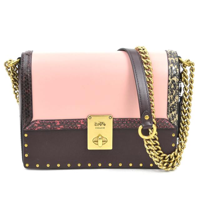 COACH コーチ ショルダーバッグ ピンク×ボルドー 14061 レディース【中古】 56097k