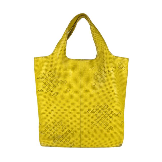 BOTTEGAVENETA ボッテガヴェネタ イントレチャート ハンドバッグ イエロー 14063 レディース【中古】 z5265