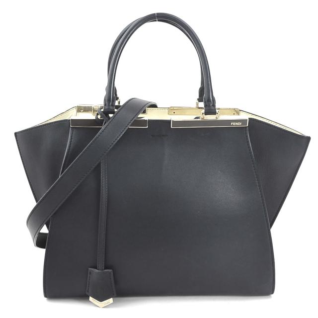 FENDI フェンディ トロワジュール ハンドバッグ ショルダーバッグ ブラック 14054 レディース【中古】 e60394a