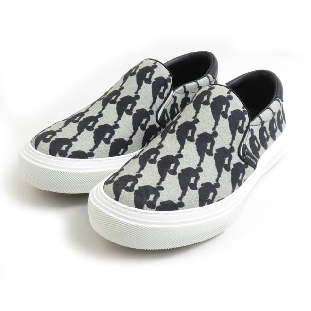 LOUIS VUITTON ルイ ヴィトン ×NBA スリッポン スニーカー グレー×ブラック 14055 メンズ【中古】 56152i