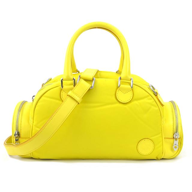 HUNTING WORLD ハンティングワールド ハンドバッグ イエロー 14063 レディース【中古】 r10583a