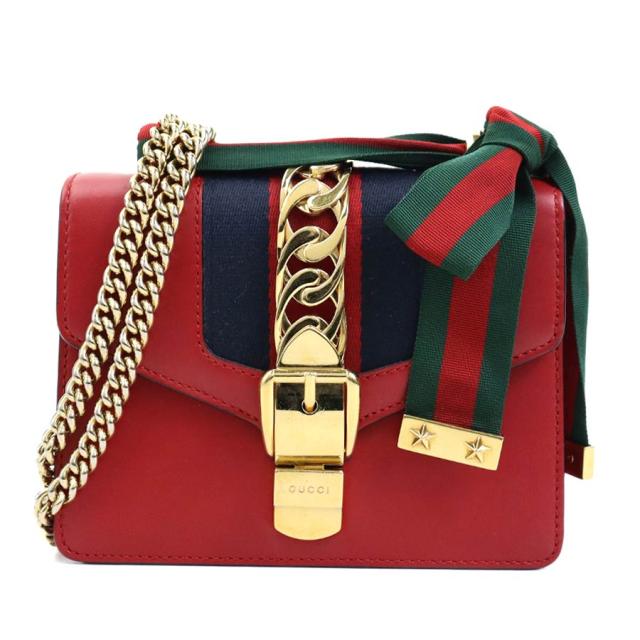GUCCI グッチ シルヴィ 431666 ショルダーバッグ レッド 14060 レディース【中古】 r10586a