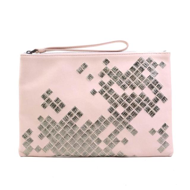 BOTTEGAVENETA ボッテガヴェネタ クラッチバッグ ピンク×シルバー 14061 ユニセックス【中古】 h31241a