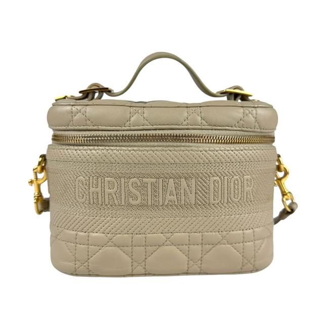 Christian Dior クリスチャンディオール ヴァニティ スモール カナージュ ハンドバッグ 斜め掛けショルダーバッグ ベージュ 14059 レディース【中古】 z5609