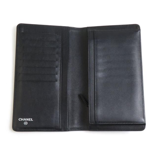CHANEL シャネル 二つ折り長財布 ブラック 14054 レディース【中古