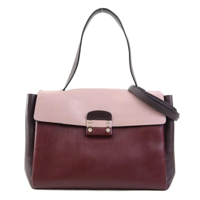 Valentino Garavani ヴァレンティノ ガラヴァーニ ハンドバッグ ショルダーバッグ バーガンディ/ピンクグレー 14070 レディース【中古】 e60512a