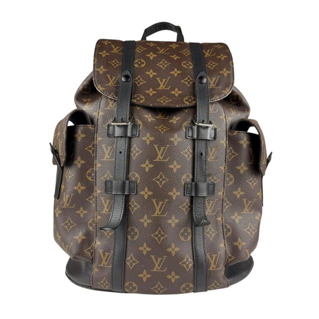 LOUIS VUITTON ルイ ヴィトン クリストファー MM モノグラムマカサー M43735 リュック ブラウン/ブラック 14057 メンズ【中古】 z5660