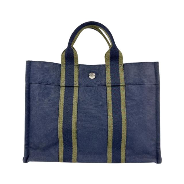 HERMES エルメス フールトゥPM ハンドバッグ ネイビー×カーキ 14066 レディース【中古】 z5739