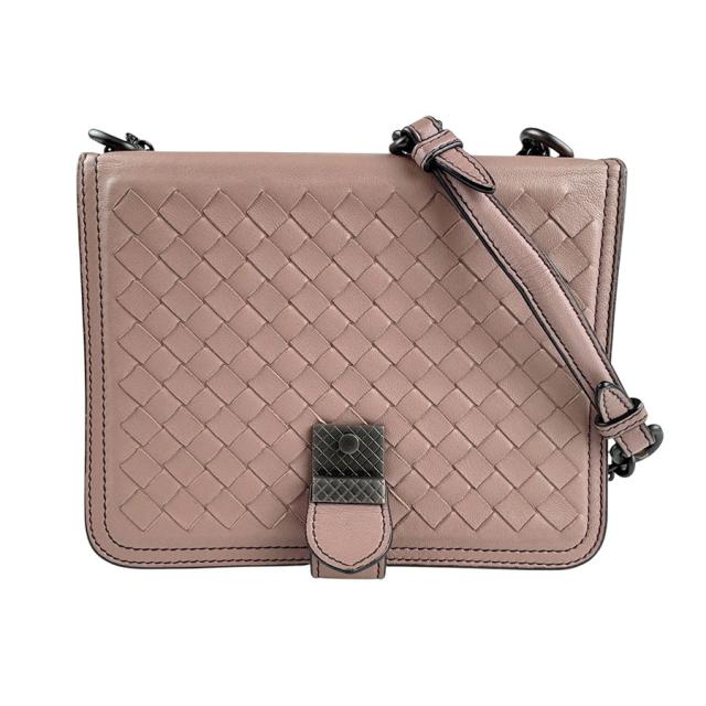 BOTTEGAVENETA ボッテガヴェネタ イントレチャート ショルダーバッグ ピンクブラウン 14057 レディース【中古】 z5831