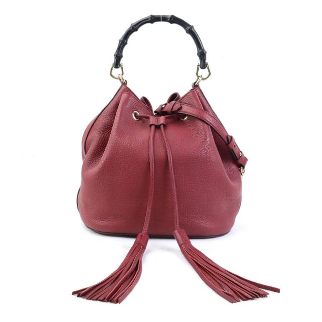 GUCCI グッチ バンブー 387613 ハンドバッグ ショルダーバッグ バーガンディ 14070 レディース【中古】 e60552i
