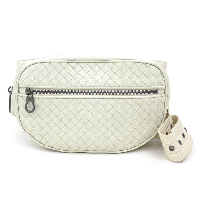 BOTTEGAVENETA ボッテガヴェネタ イントレチャート ウエストバッグ ベルトバッグ アイボリー 14056 メンズ【中古】 e60576a