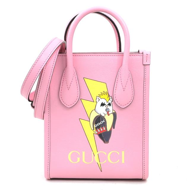 GUCCI グッチ ばなにゃコラボ 671623 ハンドバッグ ショルダーバッグ ピンク 14061 レディース【中古】 r10639a