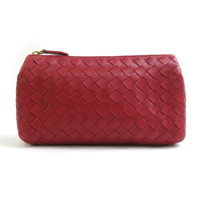 BOTTEGAVENETA ボッテガヴェネタ イントレチャート ポーチ レッド 14060 ユニセックス【中古】 r10641g