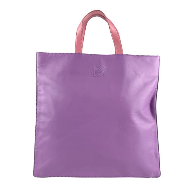 LOEWE ロエベ アナグラム ハンドバッグ トートバッグ パープル/グレージュ/ピンク 14064 レディース【中古】 z5843
