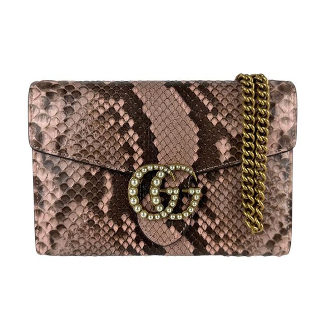 GUCCI グッチ 401232  チェーンウォレット ピンク×ブラウン 14061【中古】 z5924