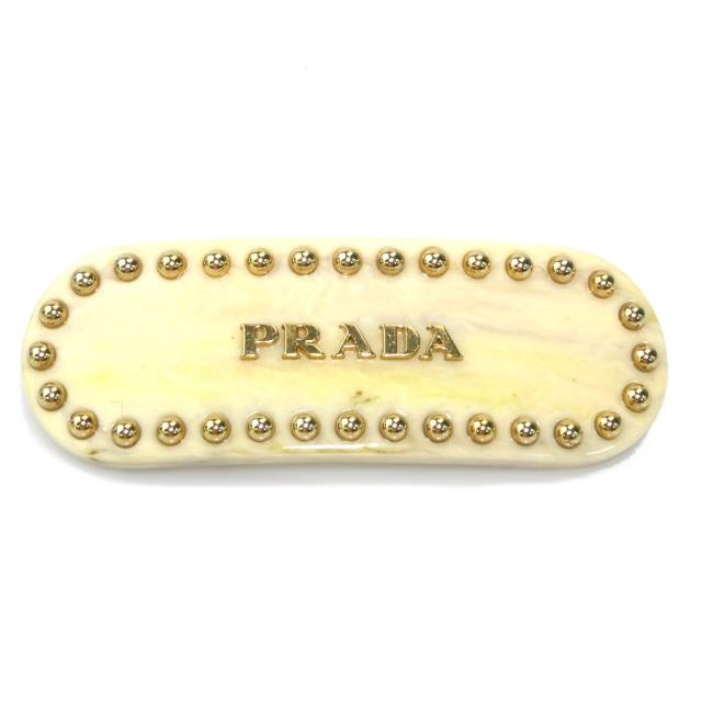 PRADA プラダ バレッタ ベージュ 14059 レディース【中古】 h31328g