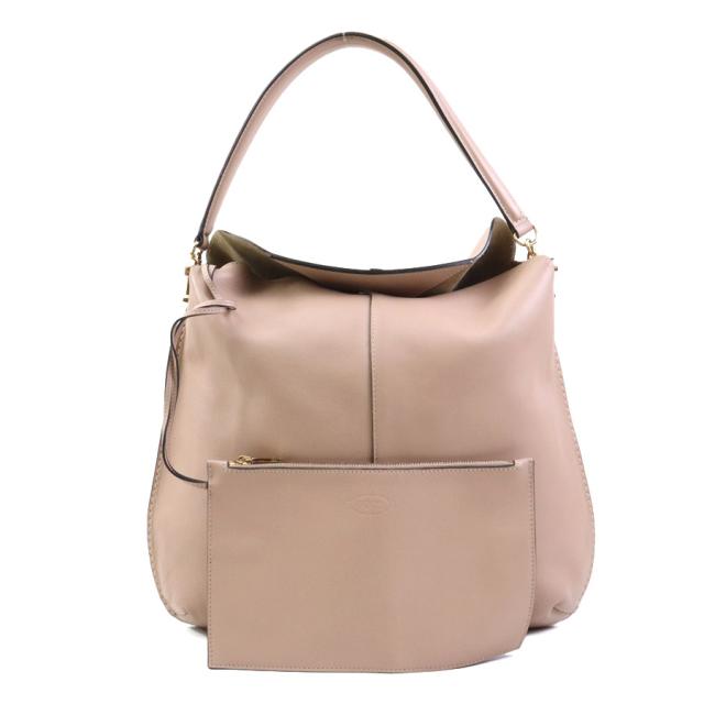 TOD’S トッズ Tケース ハンドバッグ ピンクベージュ 14059 レディース【中古】 r10658a