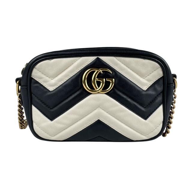 GUCCI グッチ 448065 ショルダーバッグ ブラック×アイボリー 14054 レディース【中古】 z6071
