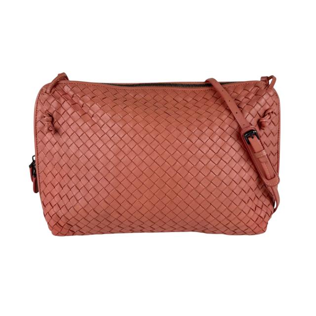 BOTTEGAVENETA ボッテガヴェネタ イントレチャート ショルダーバッグ サーモンピンク 14061 レディース【中古】 z6088