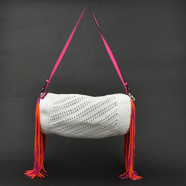 LOEWE ロエベ ビーズフリンジ ショルダーバッグ ホワイト/ピンク/パープル/オレンジ 14056 レディース【中古】 e60658j