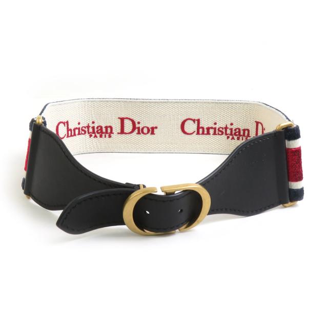 Christian Dior クリスチャンディオール ベルト ネイビー/レッド/オフホワイト 14066 レディース【中古】 e60662g