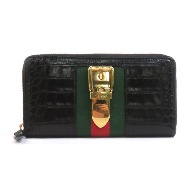 GUCCI グッチ 476083 ラウンドファスナー長財布 ブラック 14054 メンズ【中古】 h31392a