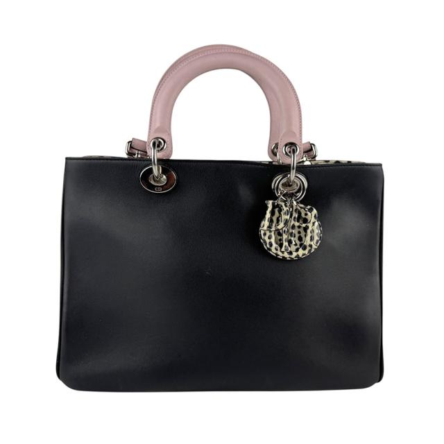 Christian Dior クリスチャンディオール ディオリッシモ ハンドバッグ ショルダーバッグ ブラック/ライトピンク/オフホワイト 14054 レディース【中古】 z6290