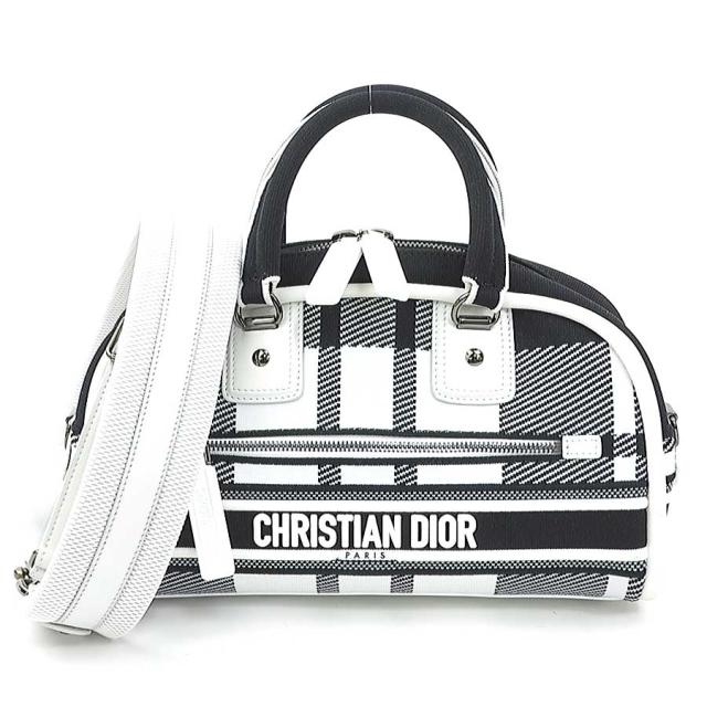 Christian Dior クリスチャンディオール ヴァイブ スモール ボウリングバッグ ハンドバッグ ショルダーバッグ ブラック×ホワイト 14054 レディース【中古】 90169i