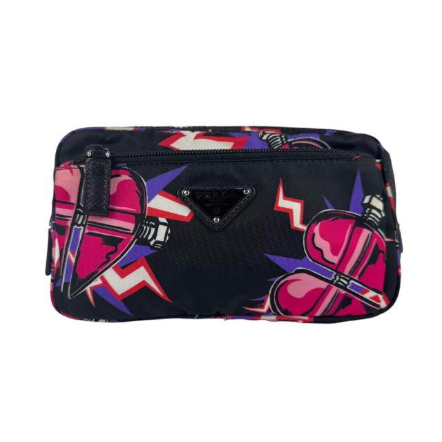 PRADA プラダ PRADA x UNIVERSAL ウエストバッグ ボディバッグ ブラック/ピンク 14054 レディース【中古】 z6249