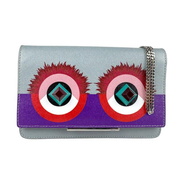 FENDI フェンディ 8M0346-88E  チェーンウォレット ライトグレー系 14055 レディース【中古】 z6455