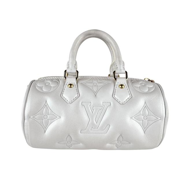 LOUIS VUITTON ルイ ヴィトン パピヨンBB バブルグラム M59827 ハンドバッグ ショルダーバッグ スノー 14056 レディース【中古】 z6544