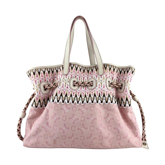 CELINE セリーヌ ハンドバッグ ピンク系×ホワイト 14061 レディース【中古】 z6548