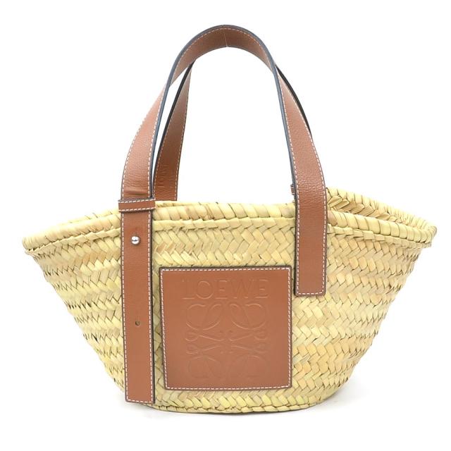 LOEWE ロエベ バスケット スモール ハンドバッグ カゴバッグ ナチュラル×ブラウン 14057 レディース【中古】 h31477a