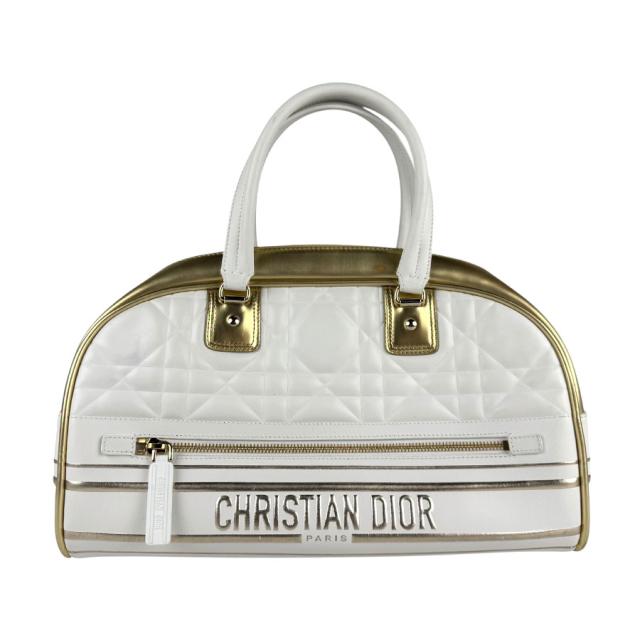 Christian Dior クリスチャンディオール ヴァイブ ミディアム ハンドバッグ ショルダーバッグ ホワイト/ゴールド 14056 レディース【中古】 z6655