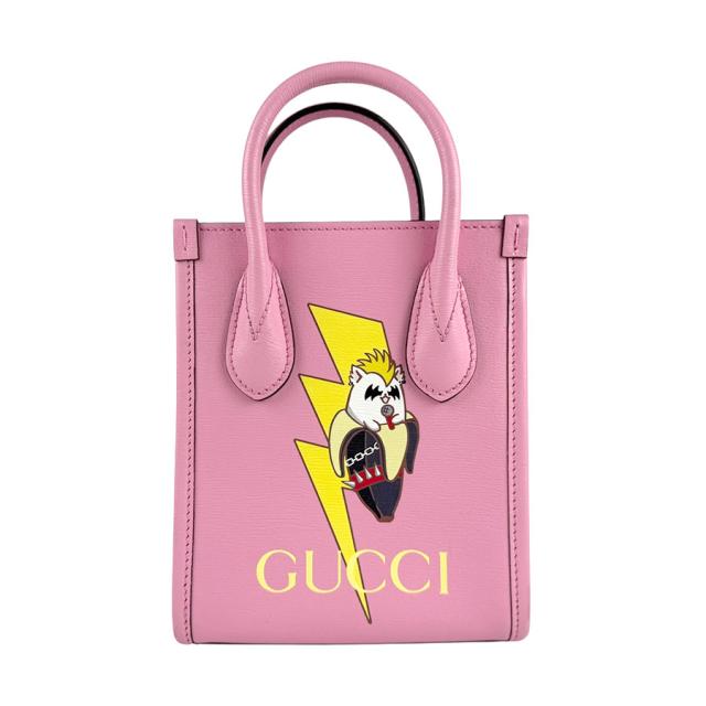 GUCCI グッチ ばなにゃコラボ 671623 ハンドバッグ ショルダーバッグ ピンク/イエロー 14061 レディース【中古】 z6657