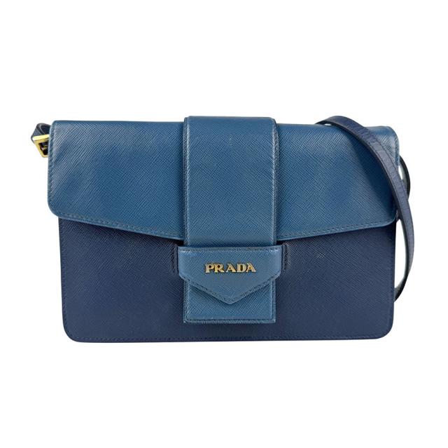 PRADA プラダ 斜め掛けショルダーバッグ ショルダーウォレット ブルー/ネイビー 14066 レディース【中古】 z6722