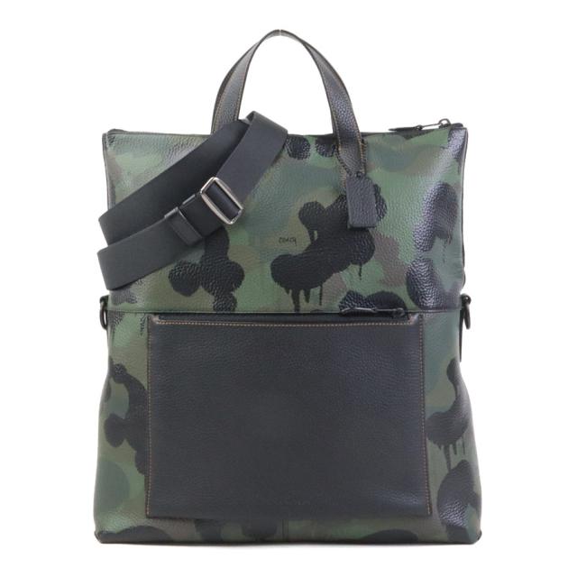 COACH コーチ ハンドバッグ ショルダーバッグ ブラック×グリーン 14054 メンズ【中古】 h31501n