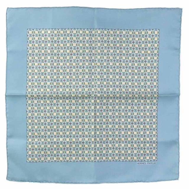 HERMES エルメス プチカレ スカーフ グレーブルー/マルチカラー 14067 レディース【中古】 e60880a