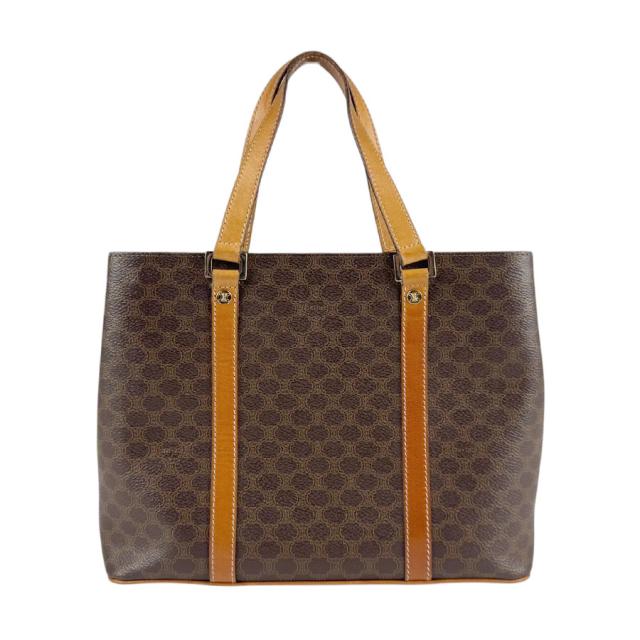 CELINE セリーヌ マカダム ハンドバッグ ブラウン 14057 レディース【中古】 z6844