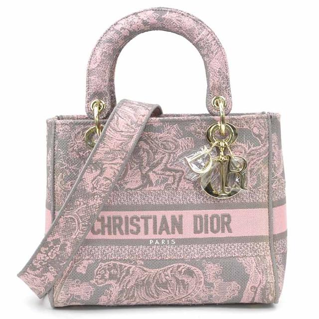 Christian Dior クリスチャンディオール レディ D-ライト ハンドバッグ ショルダーバッグ ピンク×グレー 14061 レディース【中古】 90180a