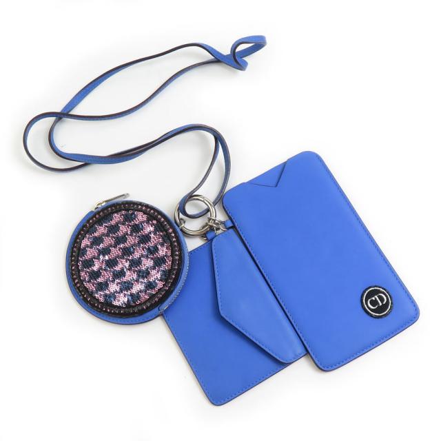 Christian Dior クリスチャンディオール ポーチ ネックポーチ ブルーパープル 14067 レディース【中古】 h31536a